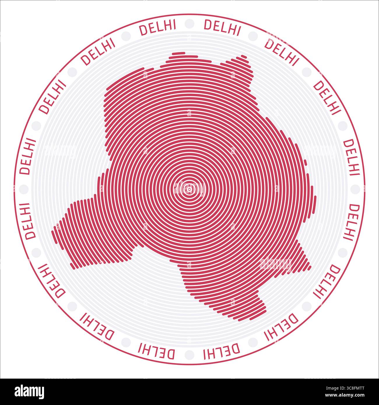 Delhi round logo design. State shape build of rings. Delhi text around ...
