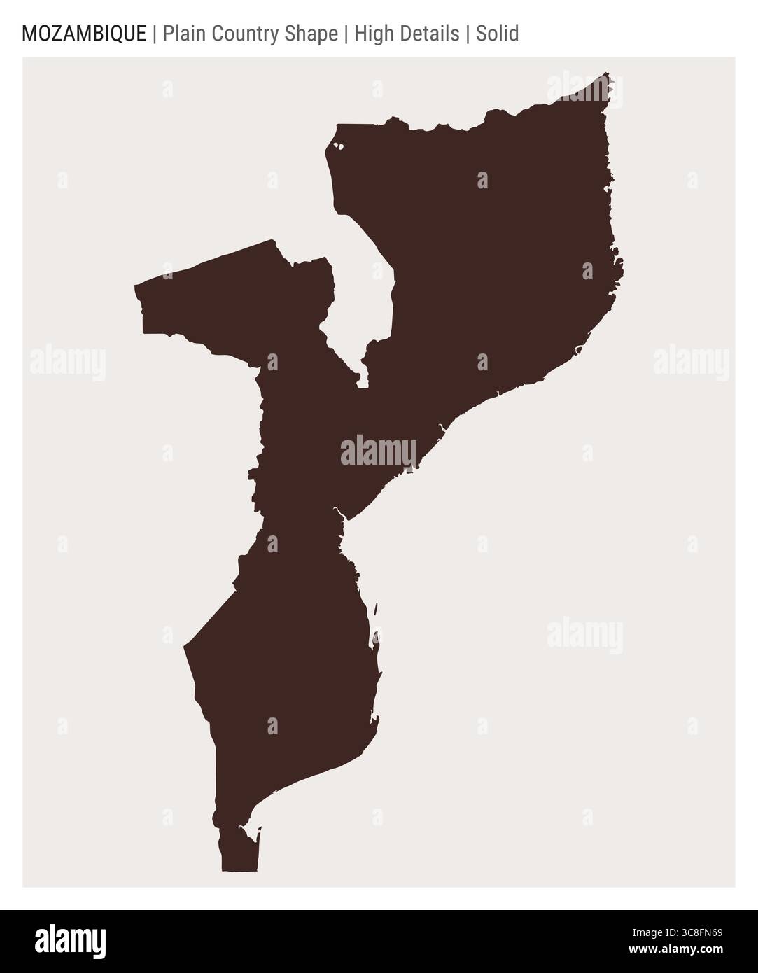 Mozambique plain country map. High details. Solid style. Shape of ...