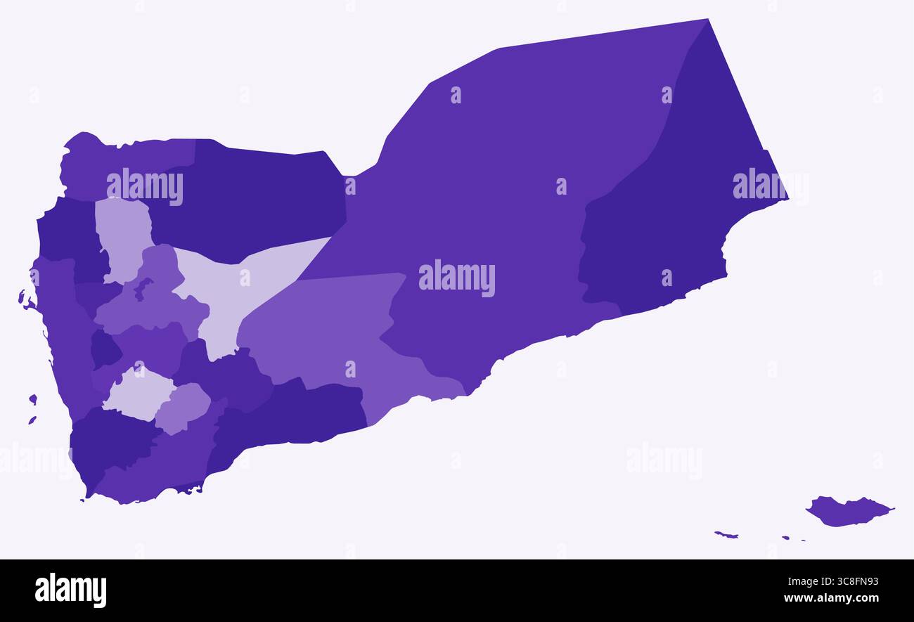 Map of Yemen with regions. A simple country border map with regional ...