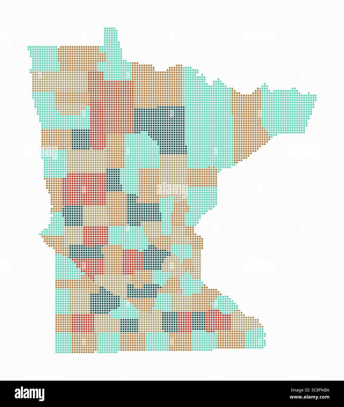 Minnesota dotted map. Digital style map of the state on white ...