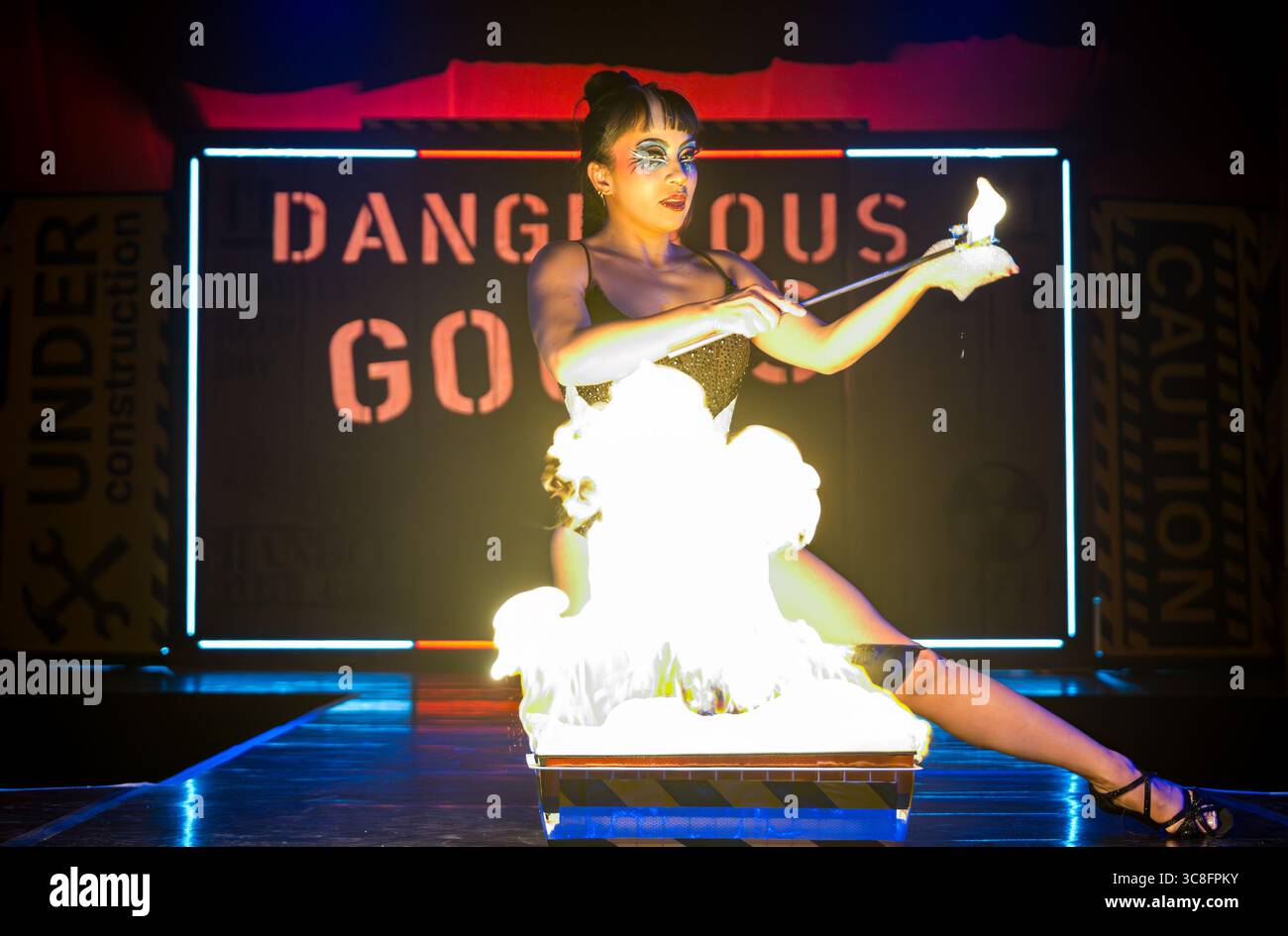 Fire performer Jazida in Fringe show Dangerous Goods, Edinburgh ...