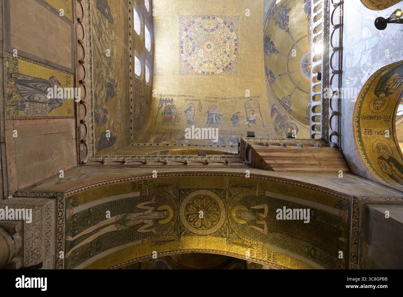 Mosaic-decorated arch with Adam and Eve in Saint Mark’s Basilica ...