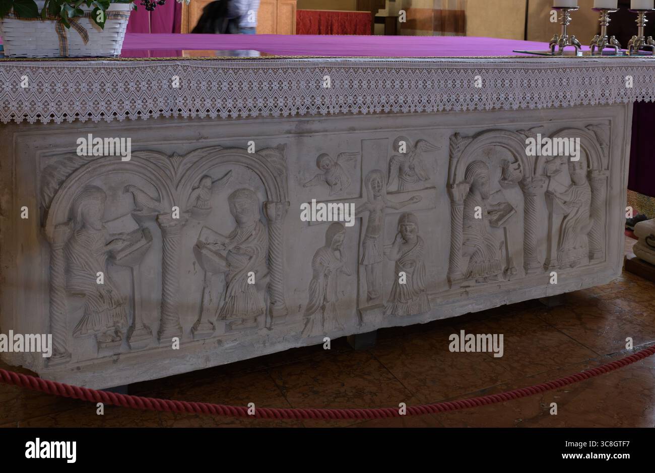 Sarcophagus of Saints Lupicino, Lucillo and Crescenziano used as the ...
