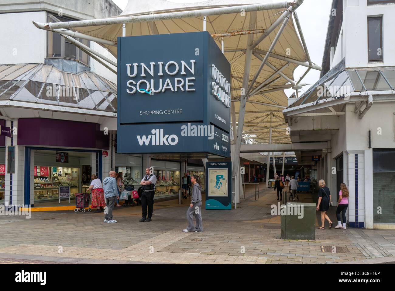 Entrance to Union Square shopping centre, Union Street, Torquay, Devon ...
