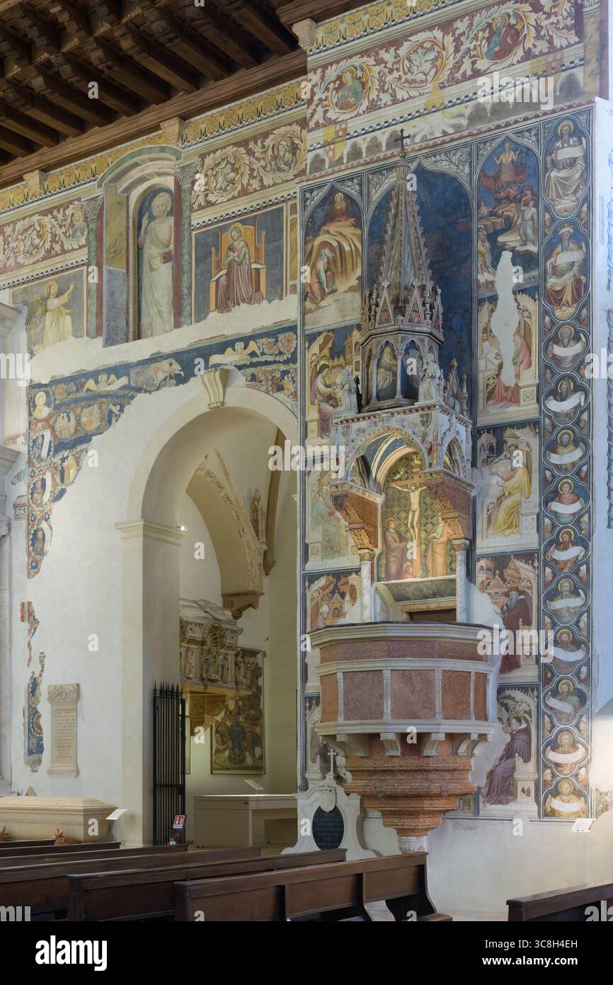 Gothic pulpit and fresco cycle with Marian scenes in San Fermo Maggiore ...