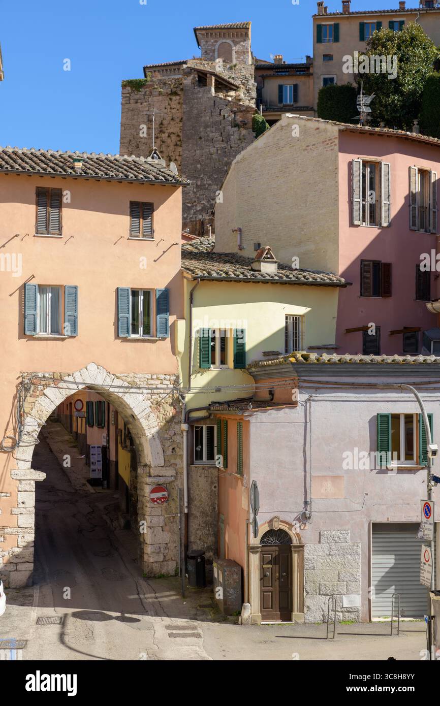 Archway in Perugia, Italy, showcasing narrow streets and medieval ...