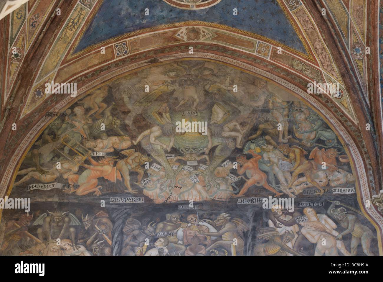 Detail of fresco of Inferno by Taddeo di Bartolo in Collegiata di Santa ...