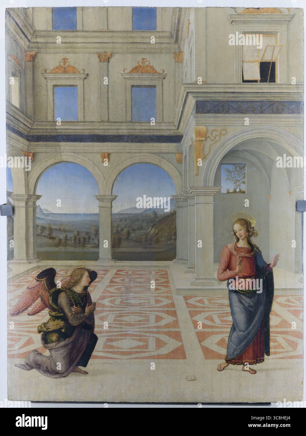 Annunciation by Perugino, circa 1497, oil on wood, Galleria Nazionale ...