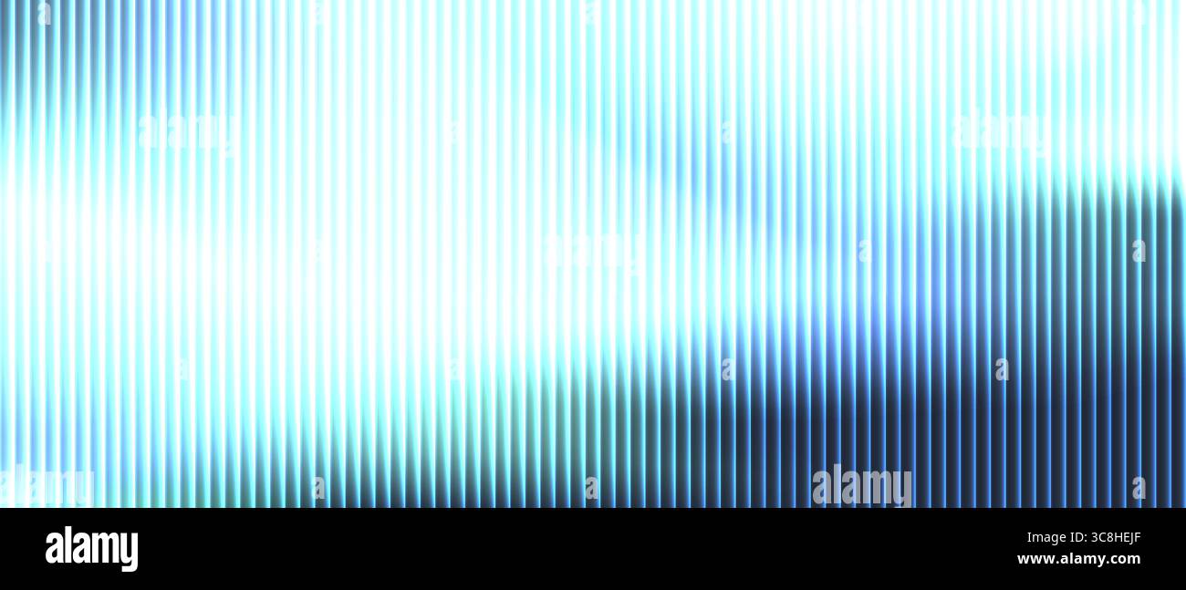 Metallic reeded glass with cool blue highlights and fluid distortion ...