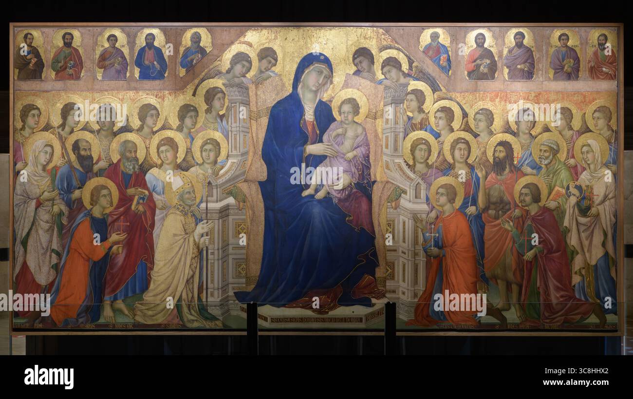 The Maestà altarpiece by Duccio di Buoninsegna depicting the Madonna ...