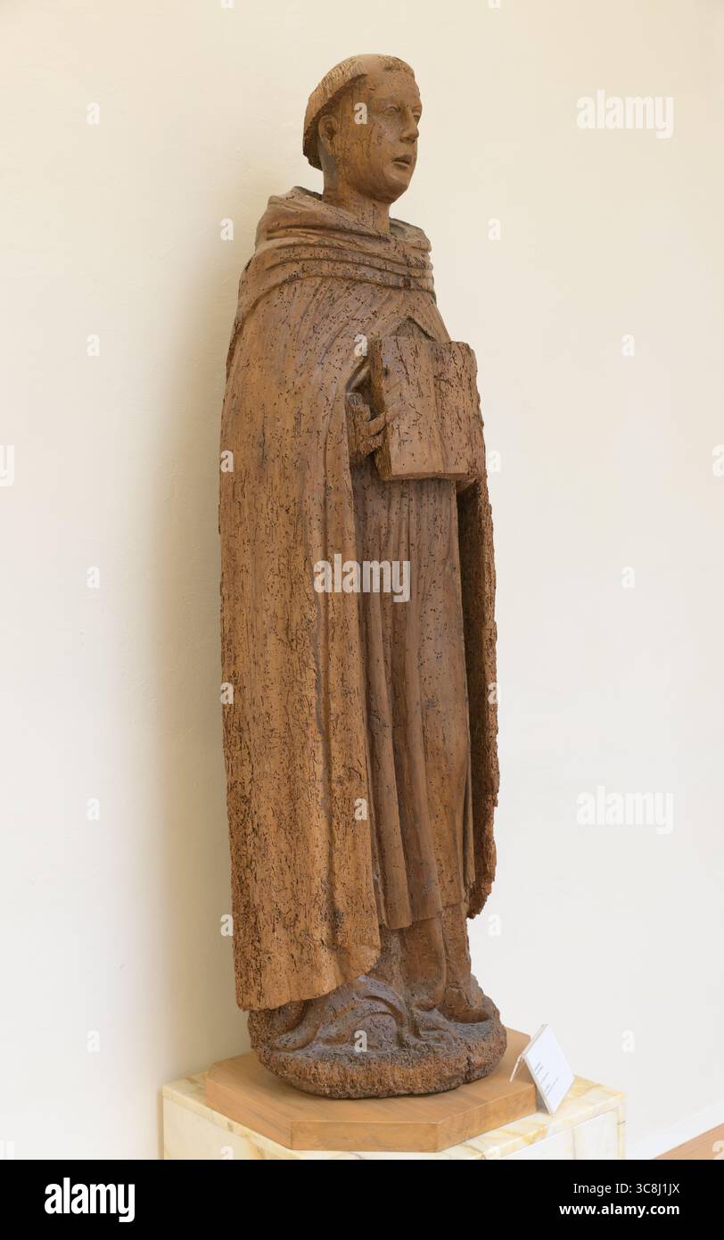 Wooden statue of Saint Thomas Aquinas by a Sienese sculptor, early 14th ...