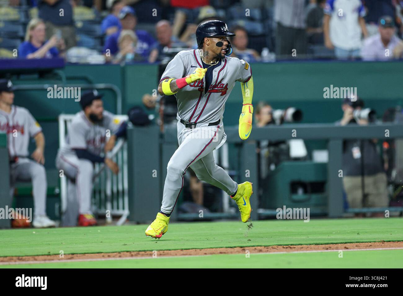 July 28, 2025: Atlanta Braves right fielder Ronald Acuna Jr. (13) runs ...