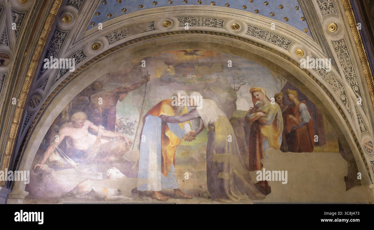 Fresco depicting an idealized view of Rome, located in the Chapel of ...