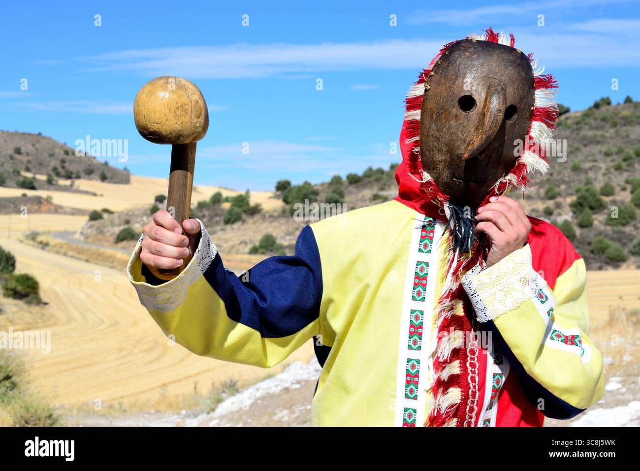 Botarga. Traditional mask of Aleas, Guadalajara, Spain Stock Photo - Alamy