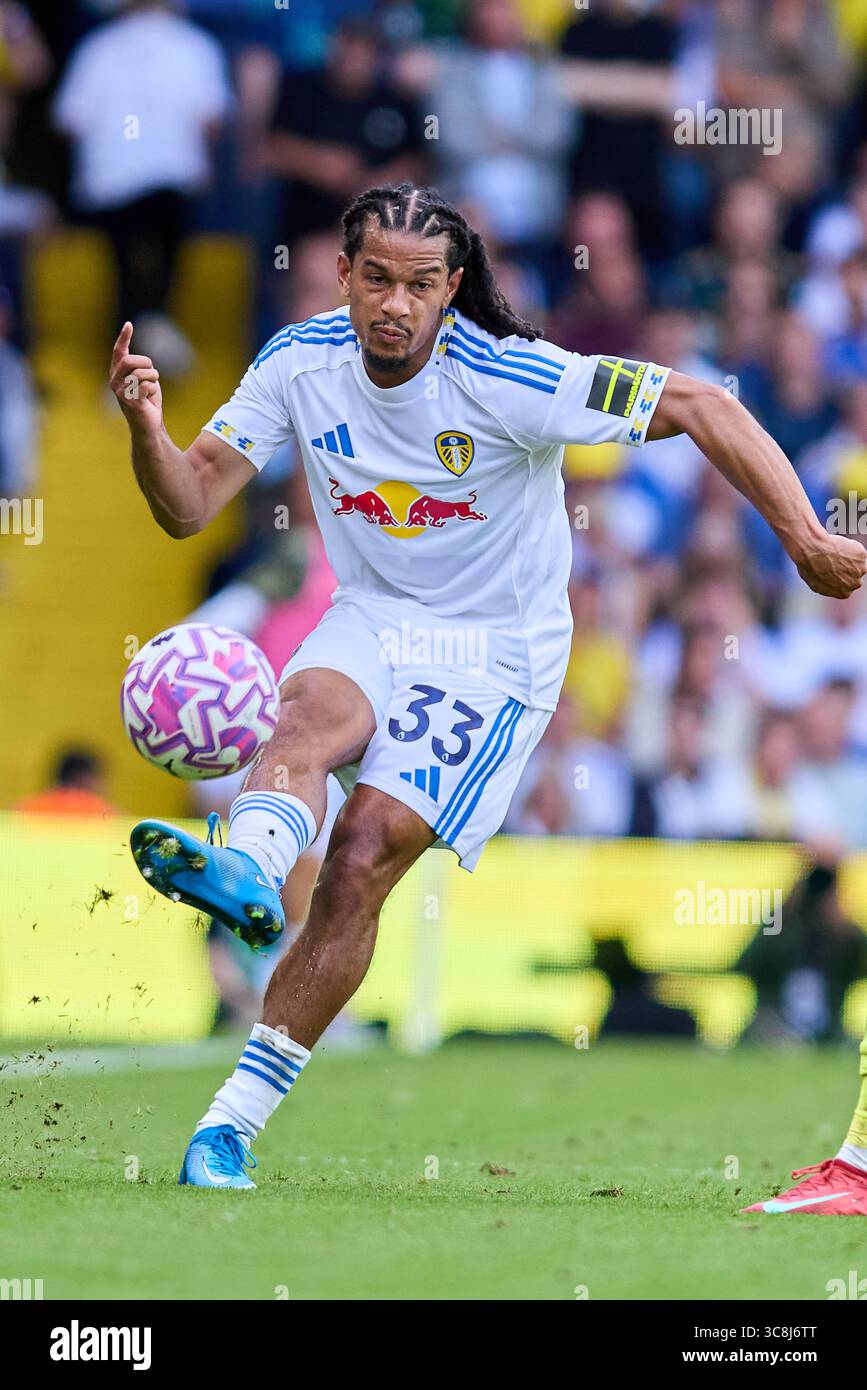 LEEDS, ENGLAND - AUGUST 02: Isaac Schmidt right-back of Leeds United ...