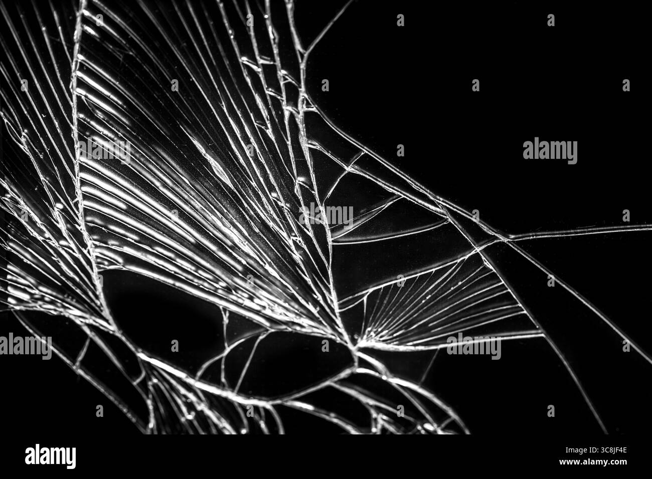 Broken black glass abstract background. Black cracked Touch Screen ...