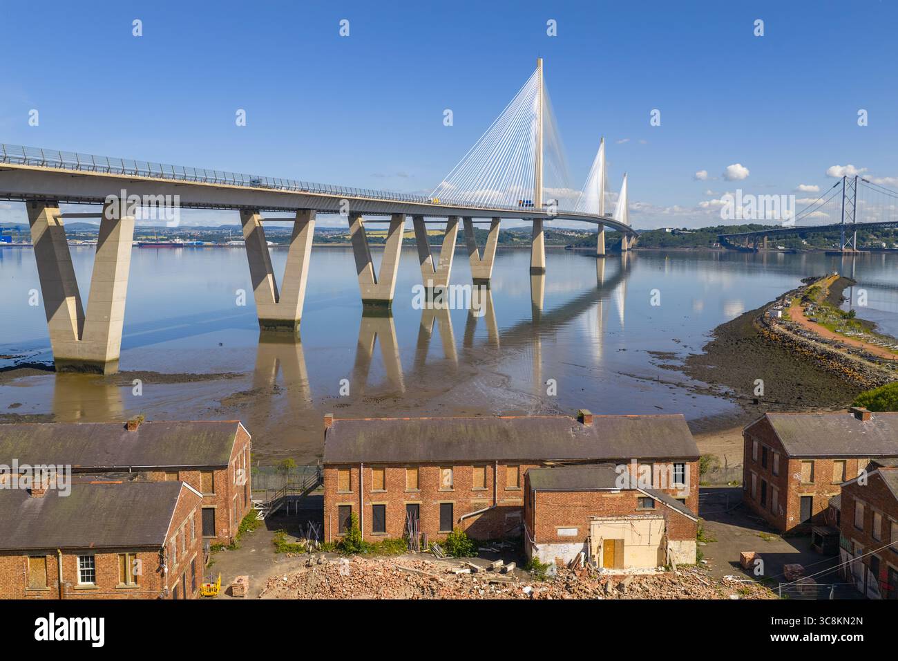 Aerial image of Queensferry Crossing bridge in Edinburgh - Scotland ...