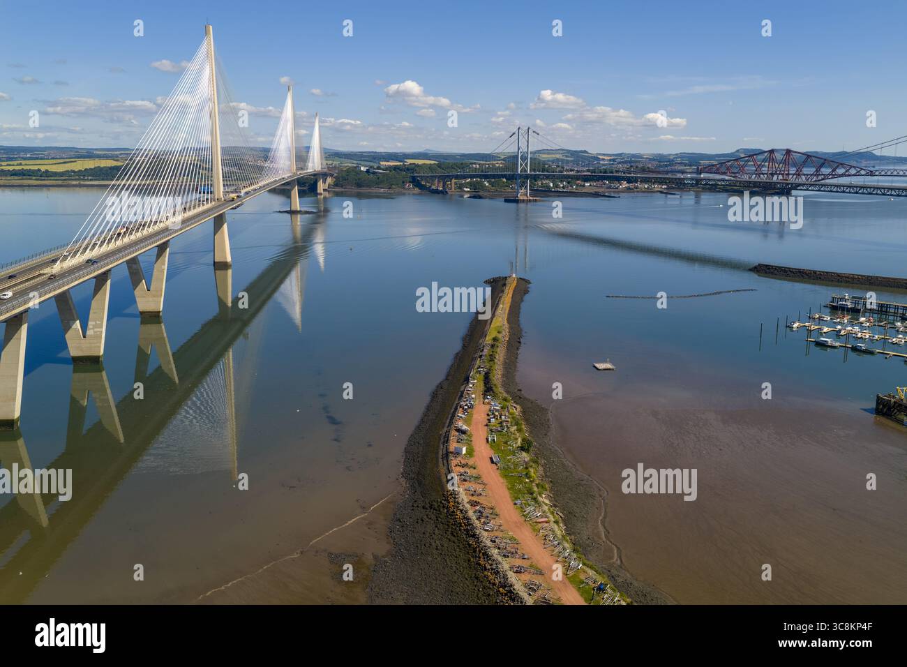 Aerial image of Queensferry Crossing bridge in Edinburgh - Scotland ...