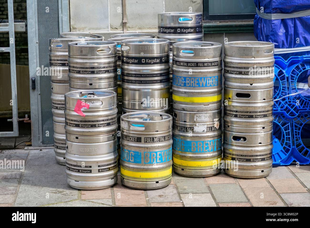Beer kegs including Brewdog Full Metal Jacket IPA, Scotland, UK Stock ...
