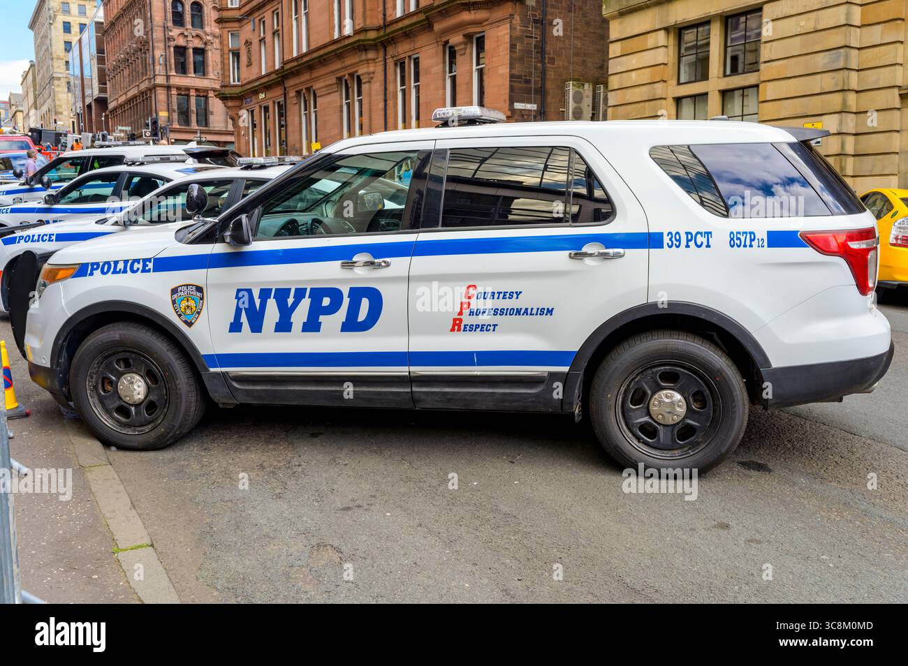 NYPD car prop on the film set of Spider-Man: Brand New Day in Glasgow ...