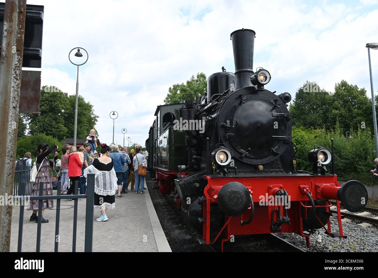 The Hespertalbahn with steam locomotive Niedersachsen, runs under steam ...