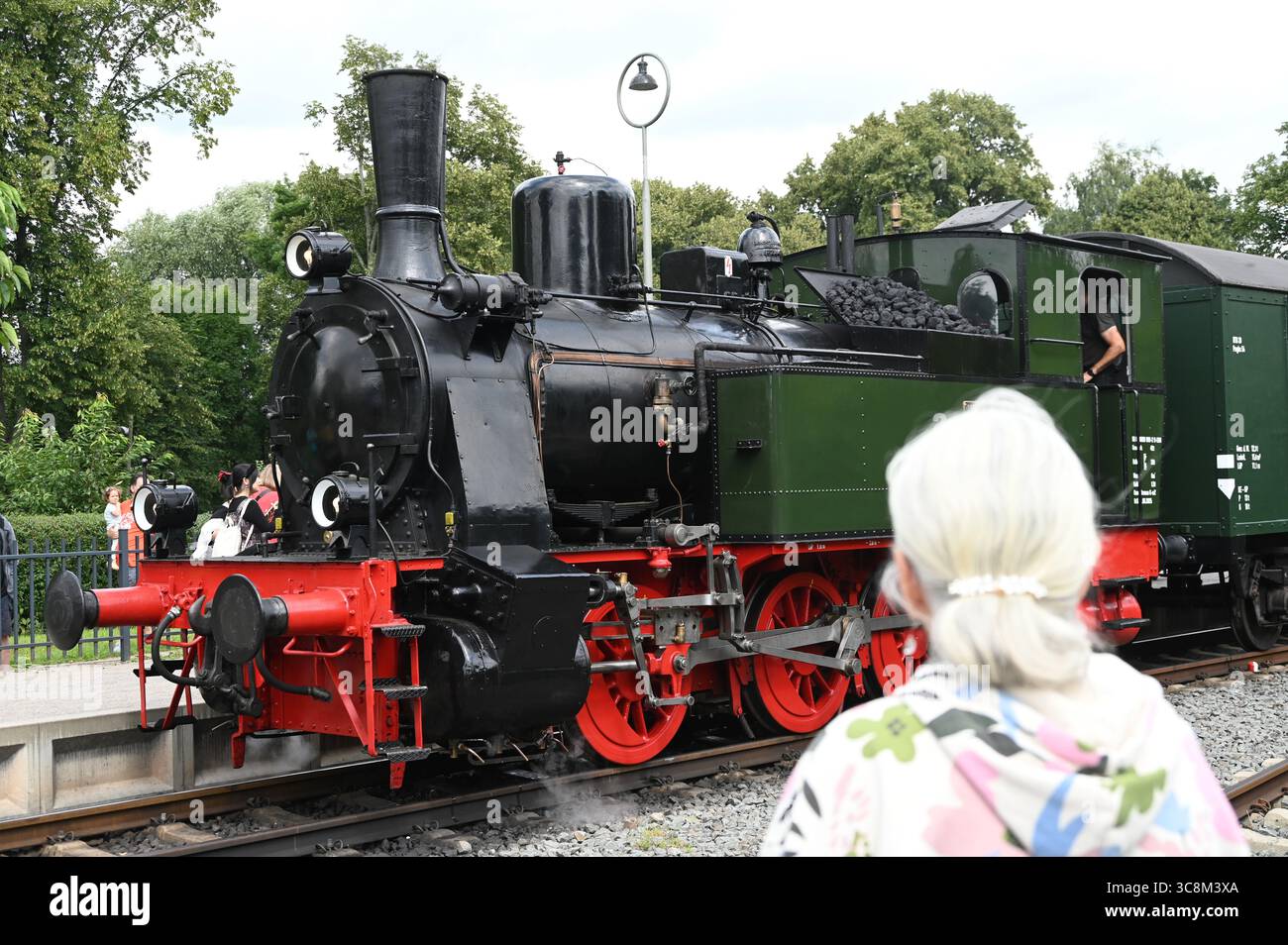 The Hespertalbahn with steam locomotive Niedersachsen, runs under steam ...