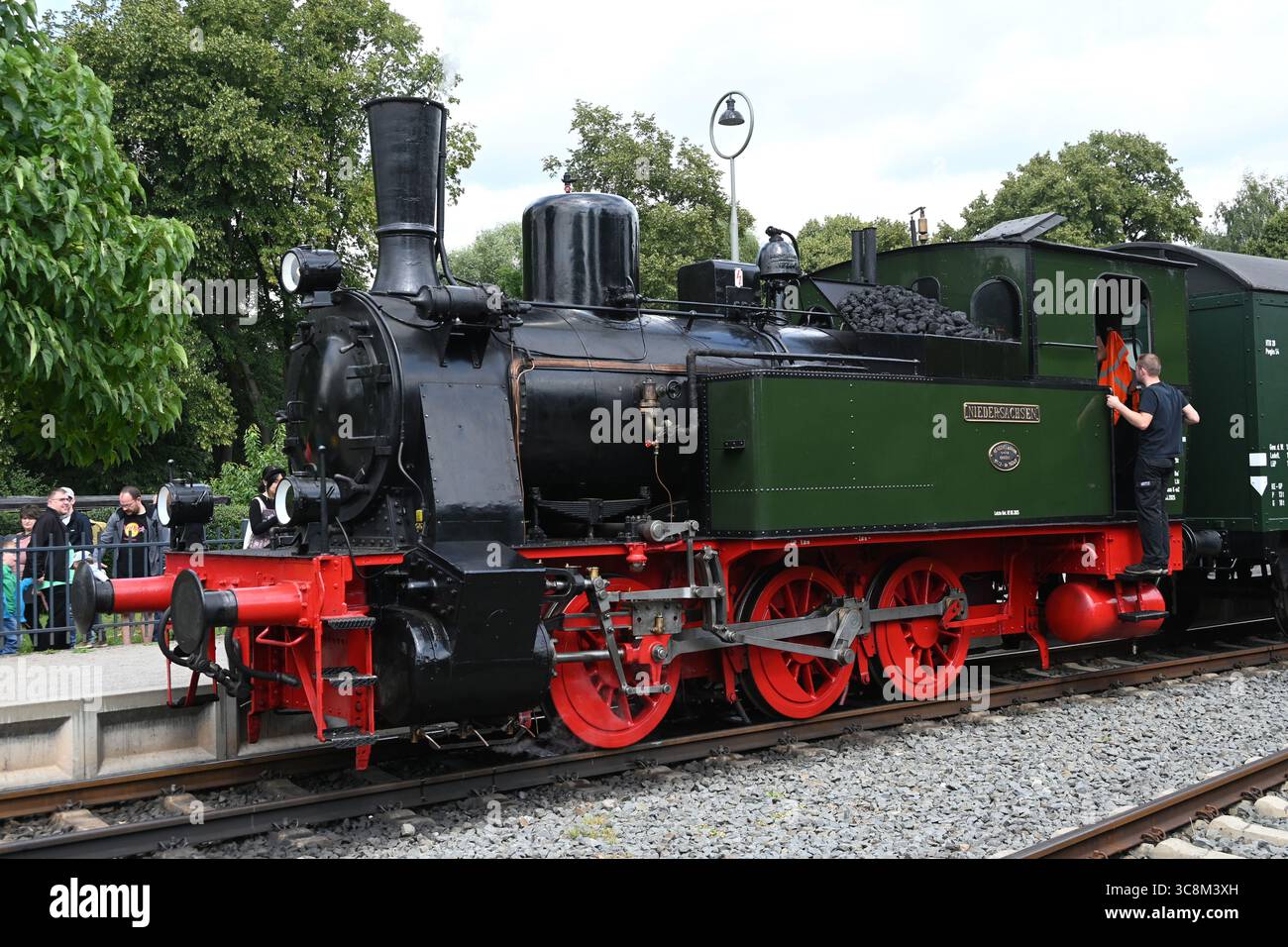 The Hespertalbahn with steam locomotive Niedersachsen, runs under steam ...