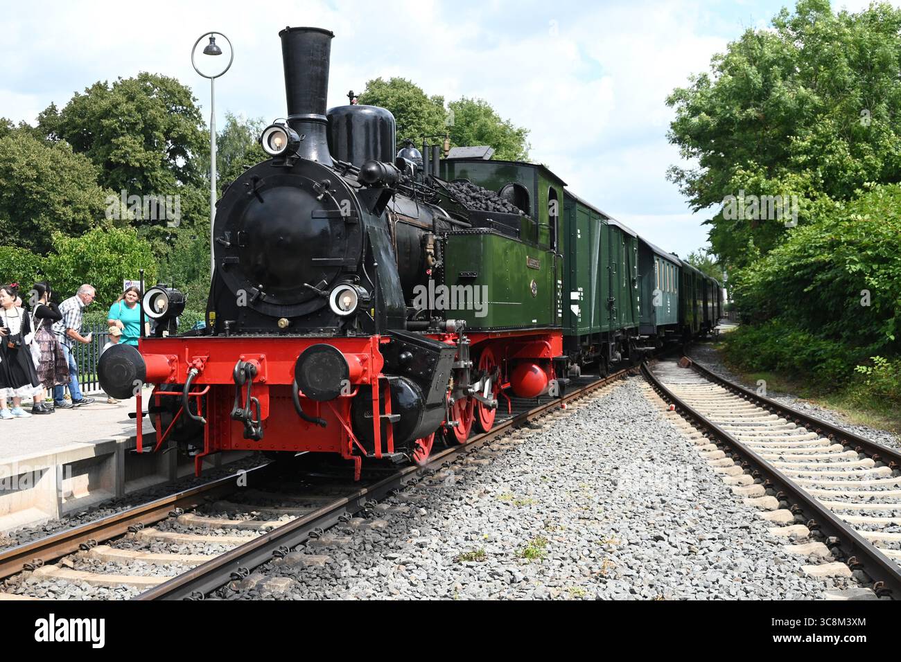 The Hespertalbahn with steam locomotive Niedersachsen, runs under steam ...
