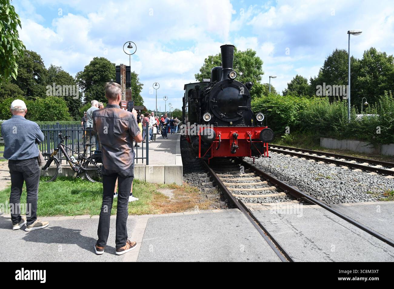 The Hespertalbahn with steam locomotive Niedersachsen, runs under steam ...