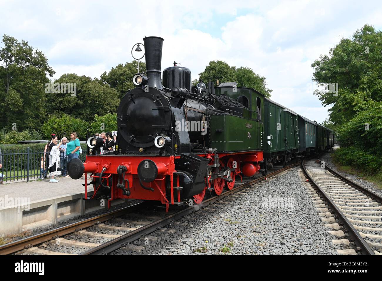 The Hespertalbahn with steam locomotive Niedersachsen, runs under steam ...