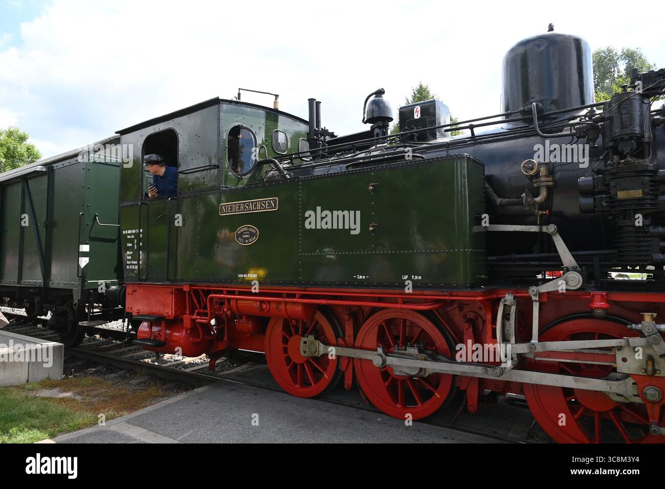 The Hespertalbahn with steam locomotive Niedersachsen, runs under steam ...