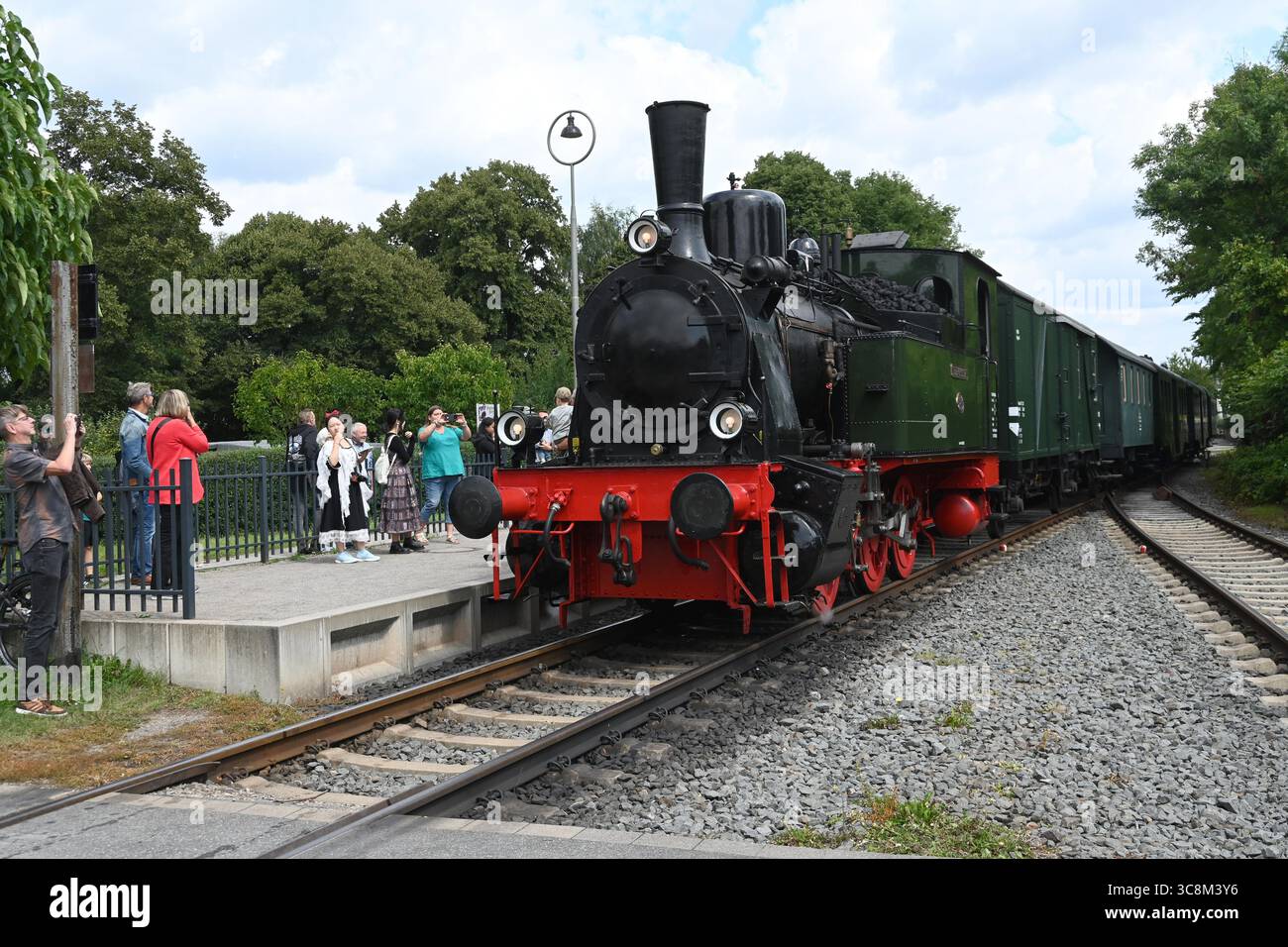 The Hespertalbahn with steam locomotive Niedersachsen, runs under steam ...
