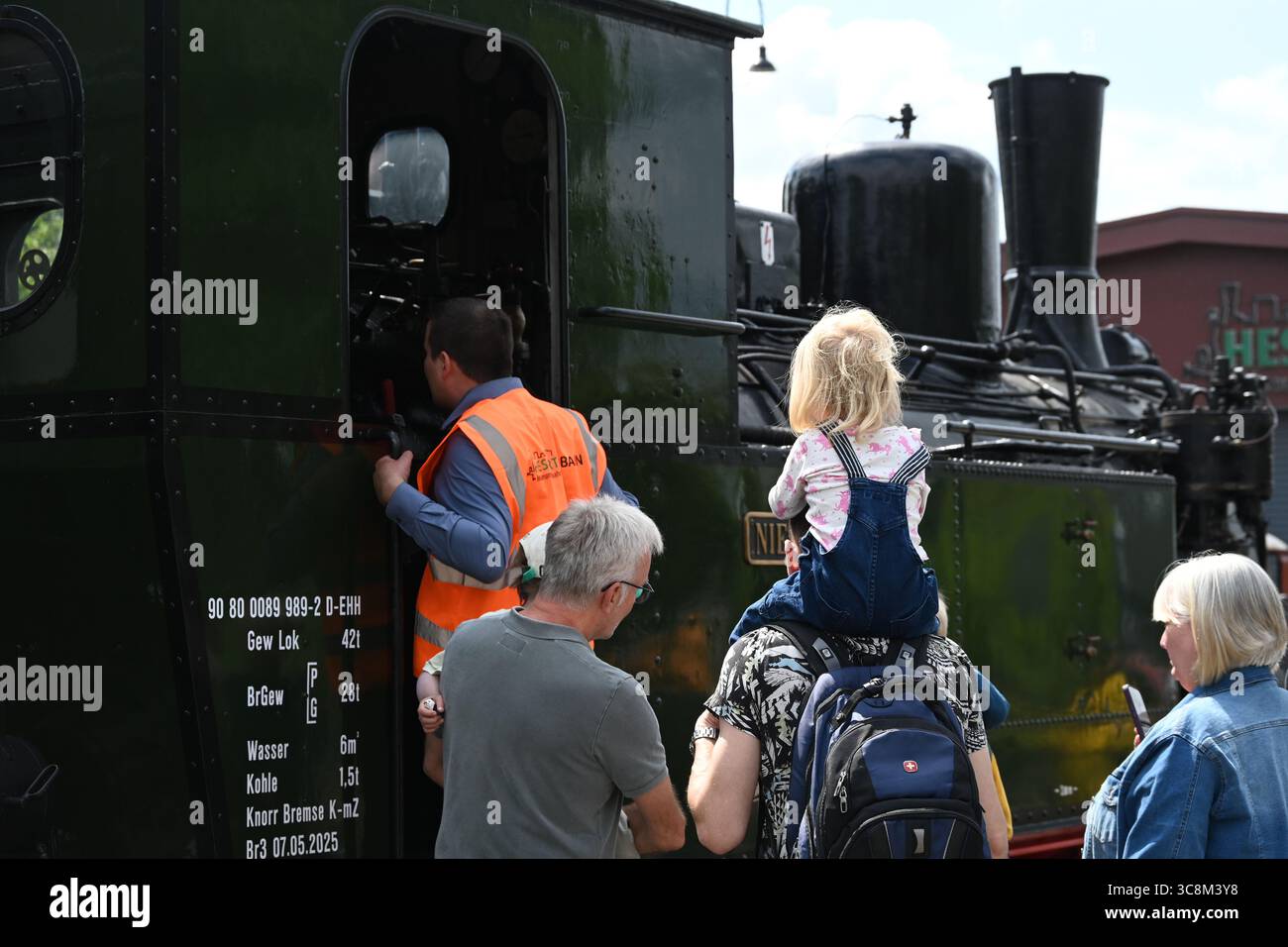 The Hespertalbahn with steam locomotive Niedersachsen, runs under steam ...