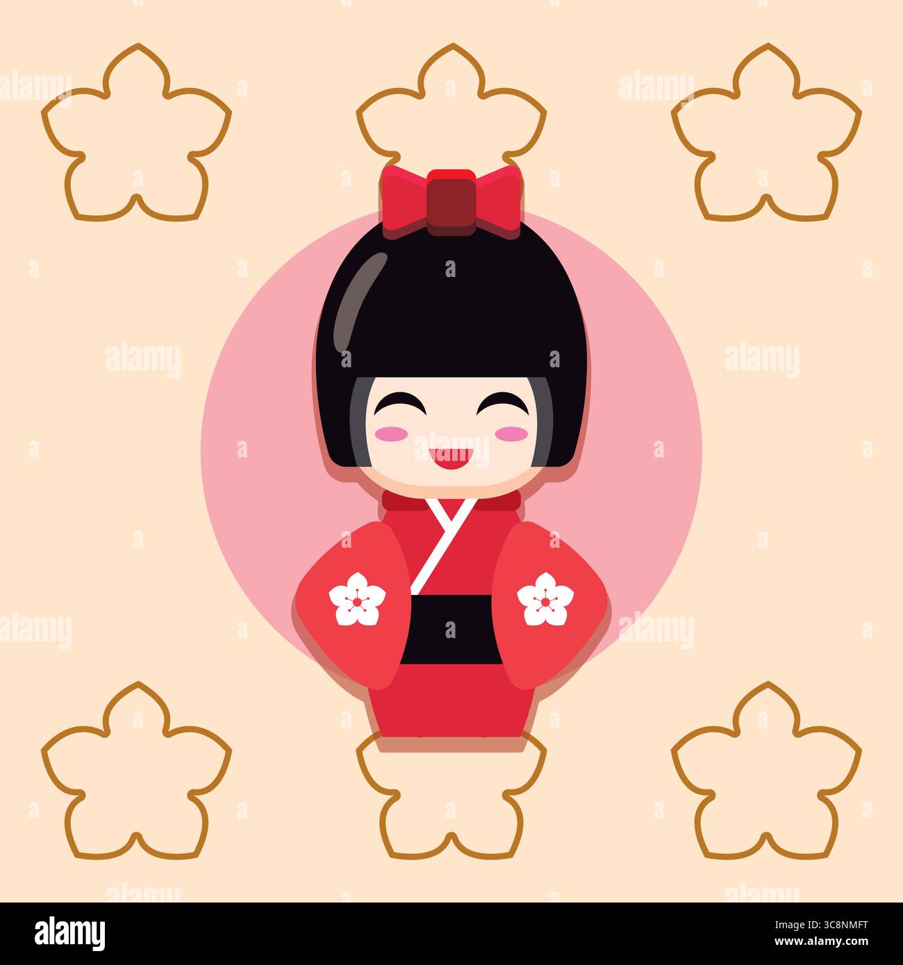 Japanese kokeshi doll pattern. Vector Stock Vector Image & Art - Alamy