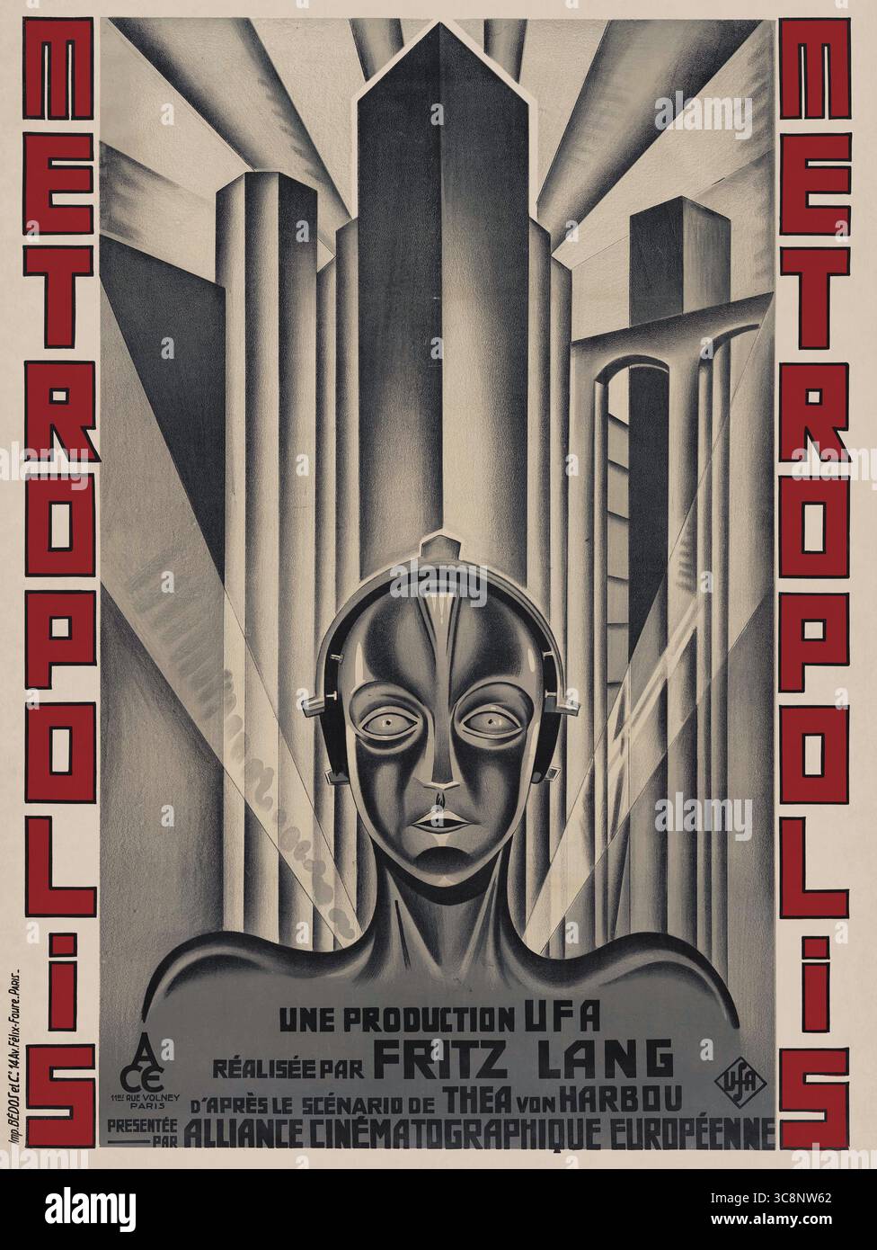 French poster of Fritz Lang 1927 movie "Metropolis" by Boris Bilinsky ...