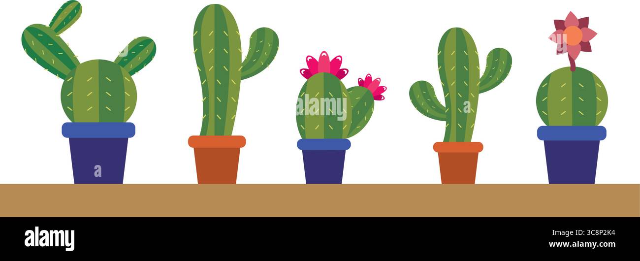 Collection of five cute cacti. Vector Stock Vector Image & Art - Alamy