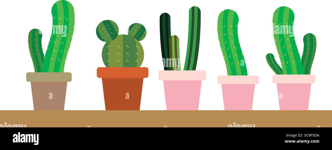 Collection of five cute cacti. Vector Stock Vector Image & Art - Alamy