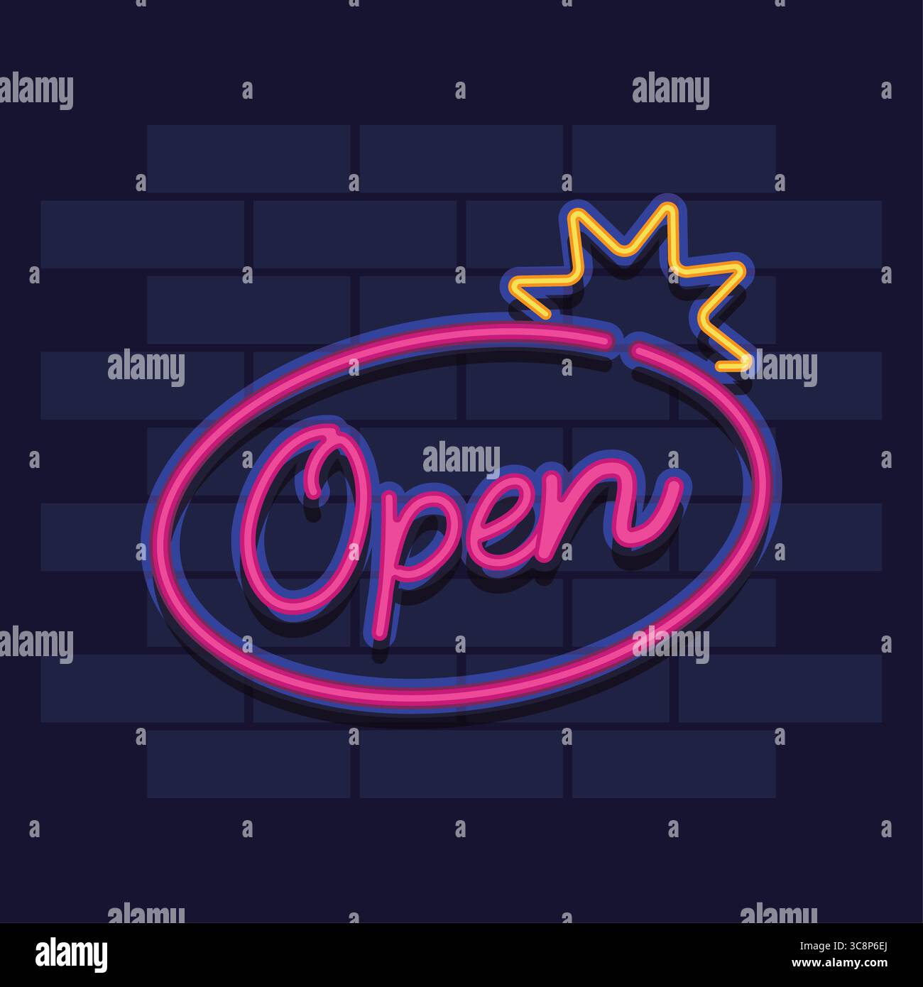Open neon sign glowing. Vector Stock Vector Image & Art - Alamy