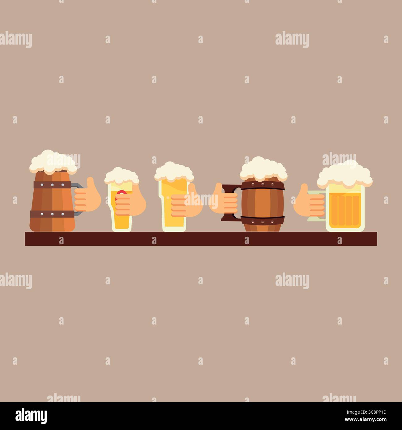 Hands holding glasses beer Stock Vector Images - Alamy