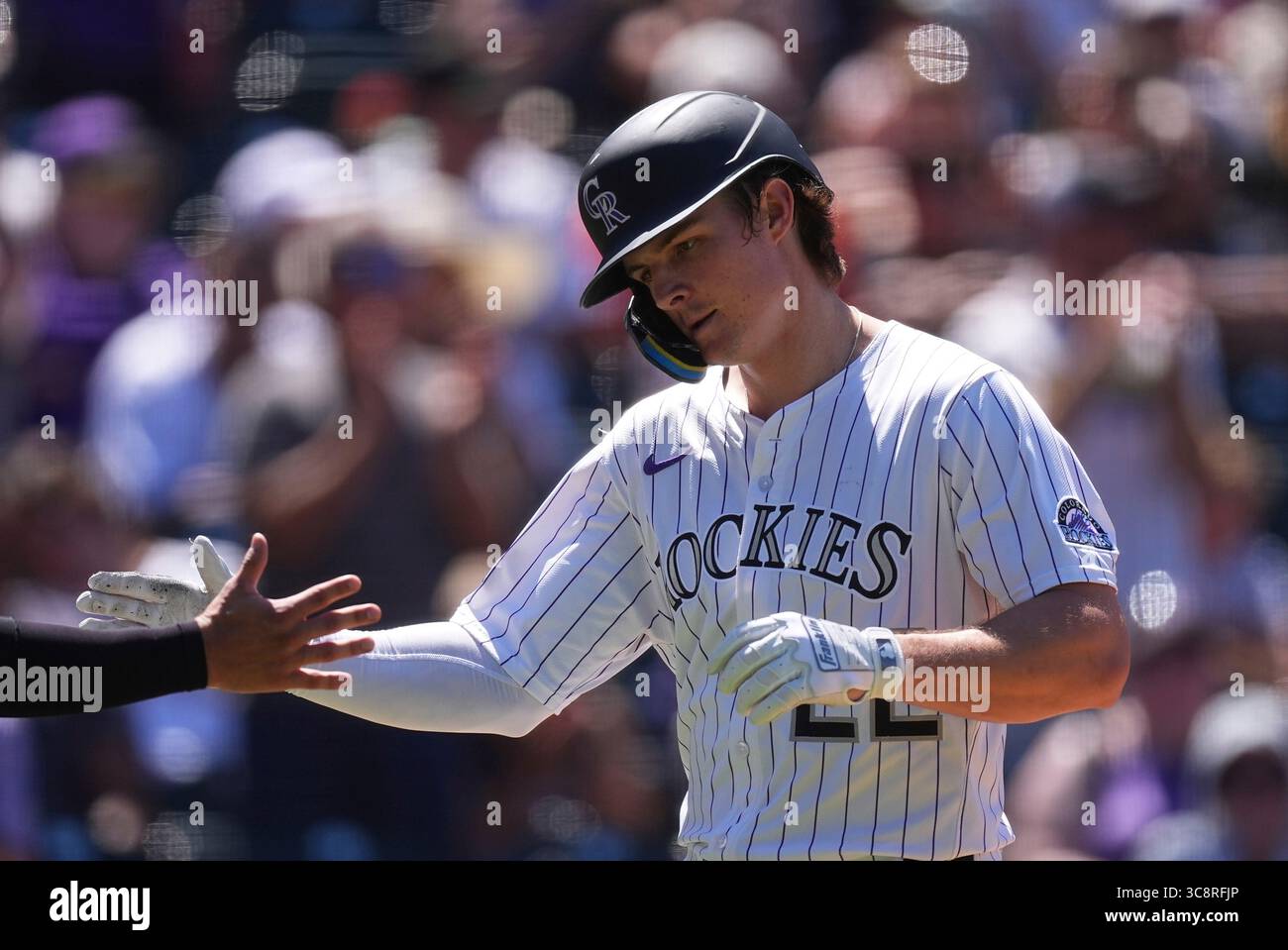 Colorado Rockies center fielder Mickey Moniak (22) in the sixth inning ...