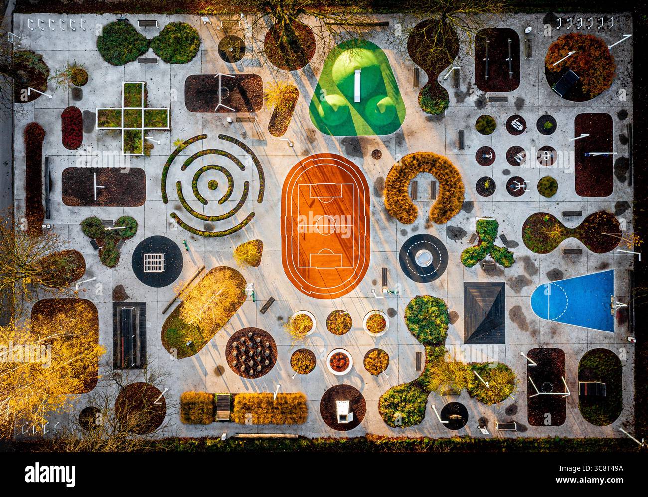Aerial view colorful playground squares hi-res stock photography and ...