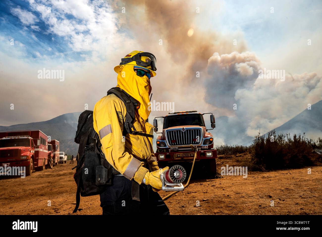 Firefighter Matthew Lake battles the Gifford Fire on Monday, Aug. 4 ...