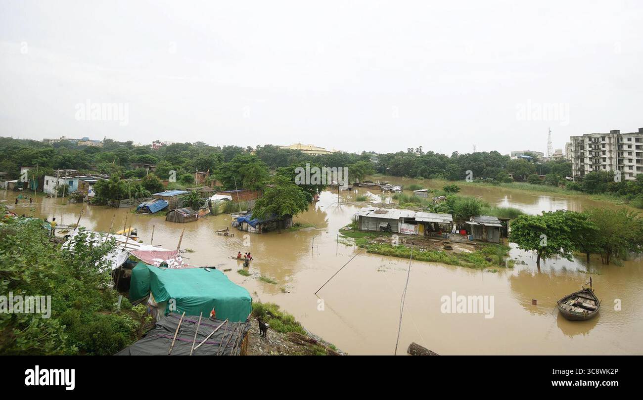 PATNA, INDIA - AUGUST 4: A view of increasing water level of Ganga ...