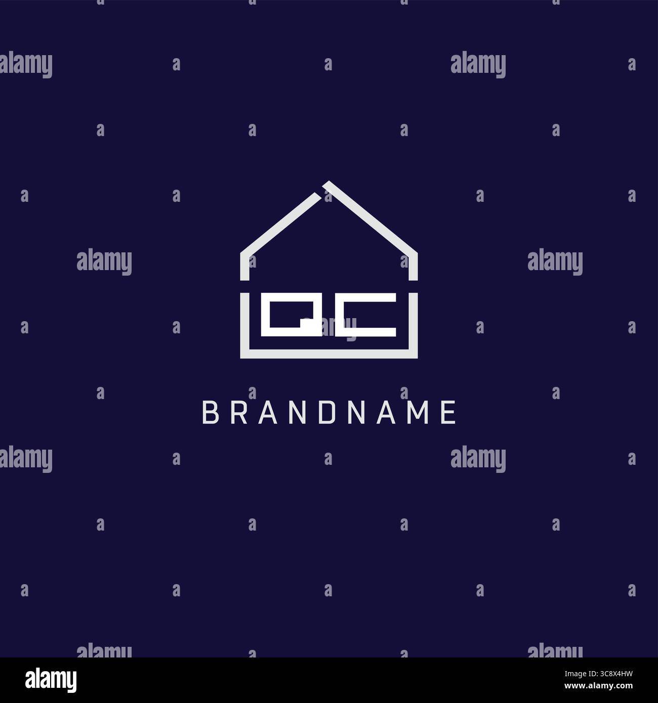Initial letter QC roof real estate logo design ideas vector graphic ...