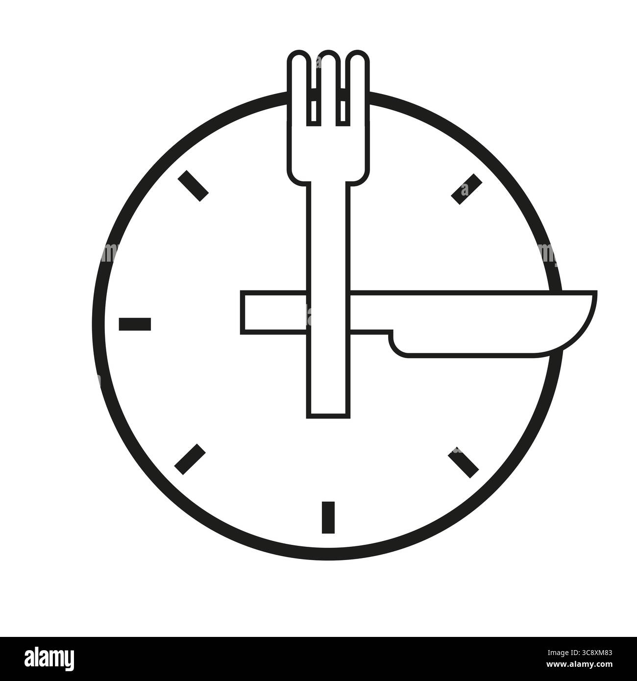 Lunchtime clock icon. Meal break symbol. Lunchtime schedule Vector ...