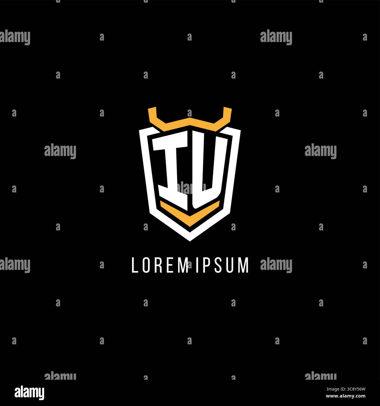 Initial IU geometric shield esport logo monogram design style vector ...