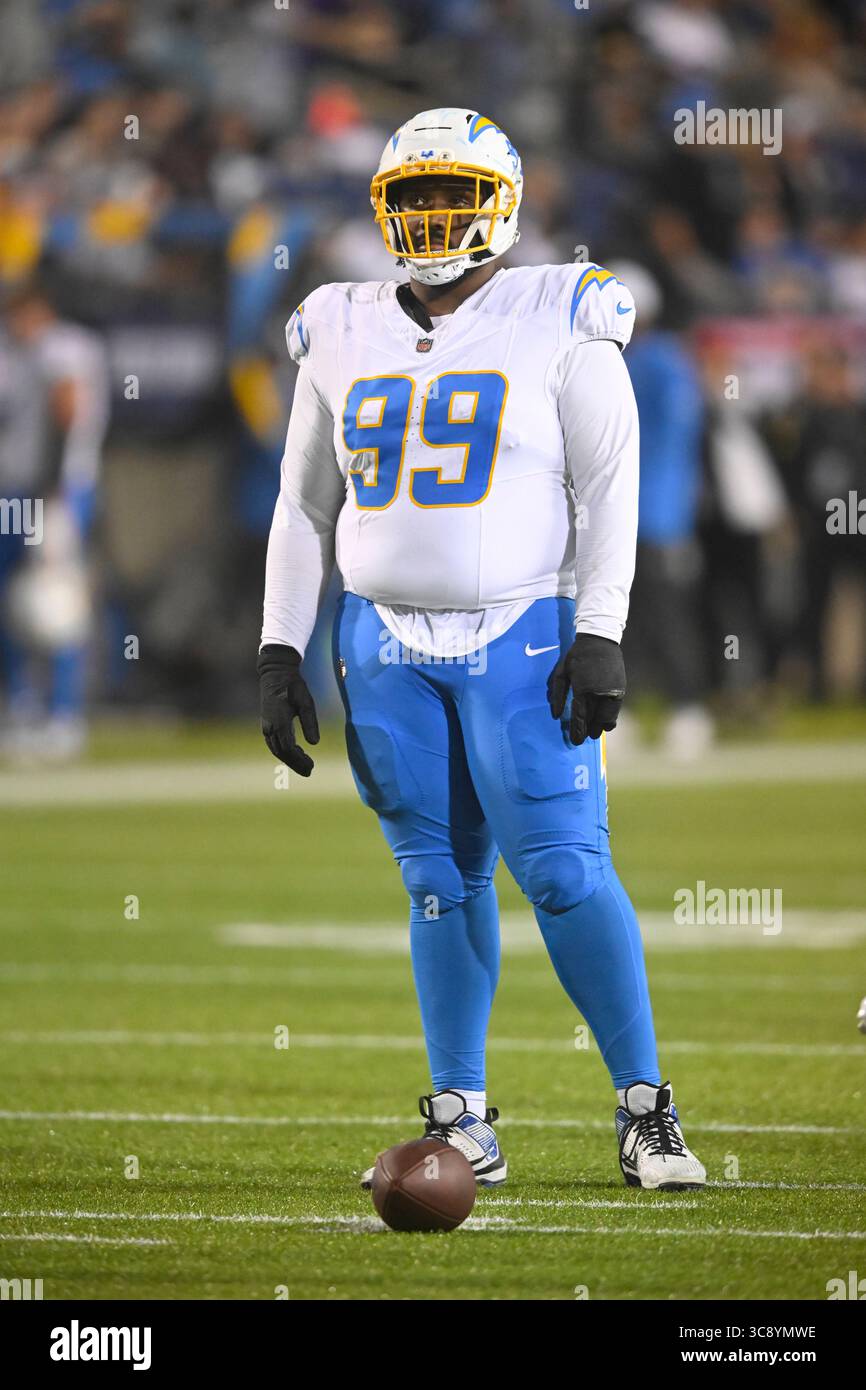 Los Angeles Chargers defensive tackle Jamaree Caldwell (99) stands on ...