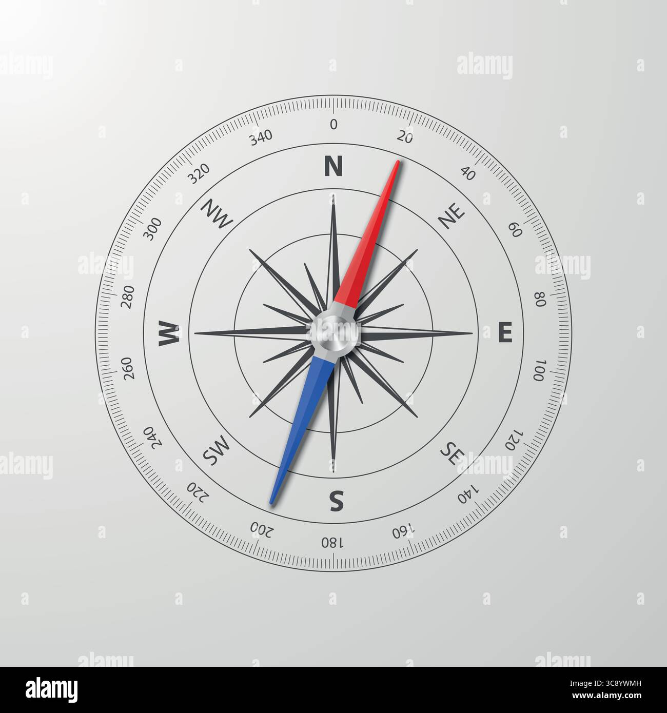 Vector Compass Realistic Icon for Navigation. Travel Compass Rose ...