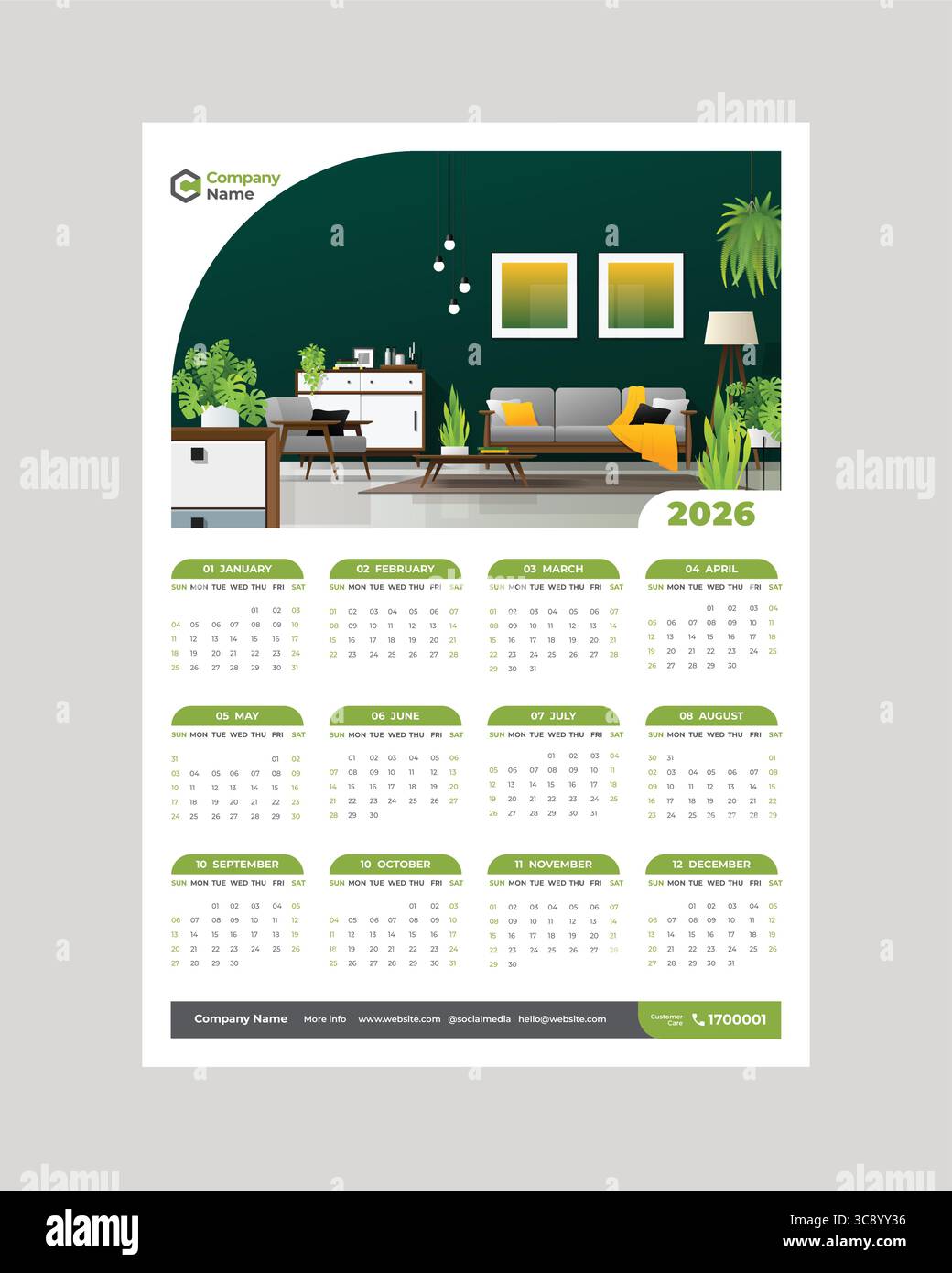 2026 Nature Landscapes Calendar Sheduler US, Sunday first day of week ...