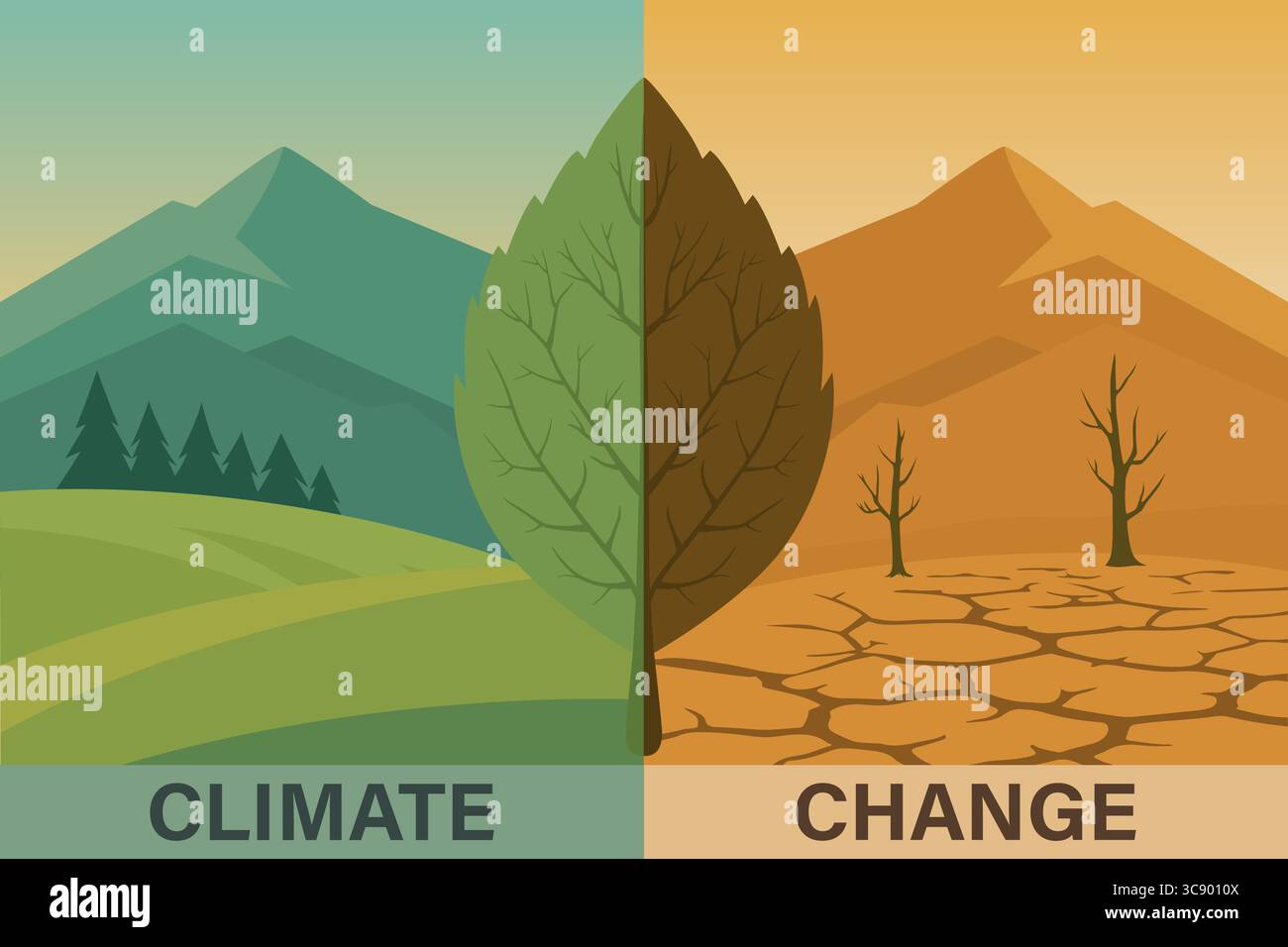Climate Change Vector Illustration. Global Warming, Environment Concept ...